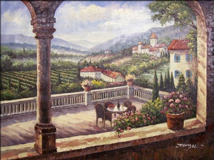 Fine Art Studio Usa - AC21074 Balcony View Of Tuscany